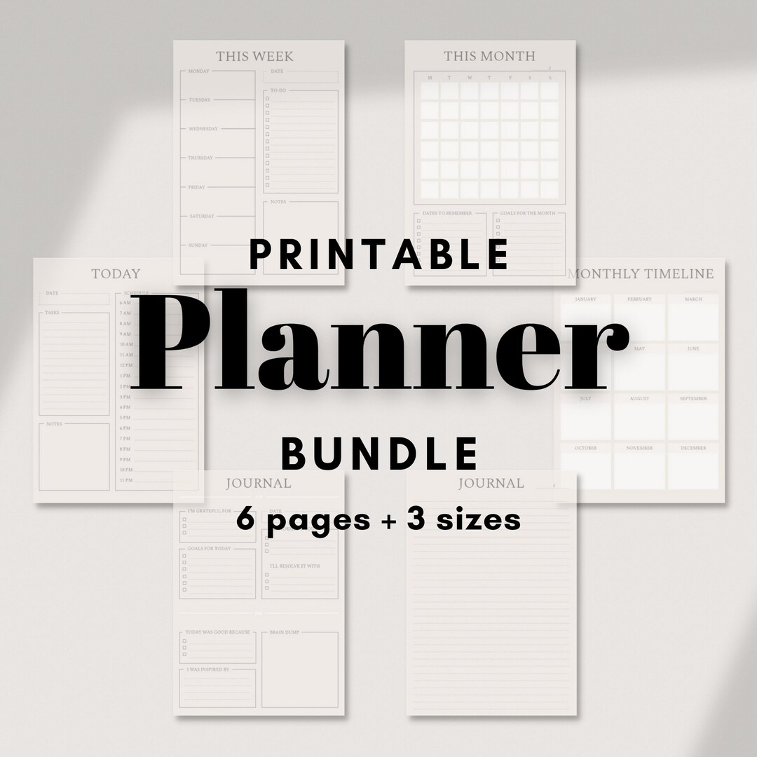 Simple Digital Planner Printable Bundle, Daily, Weekly & Monthly ...