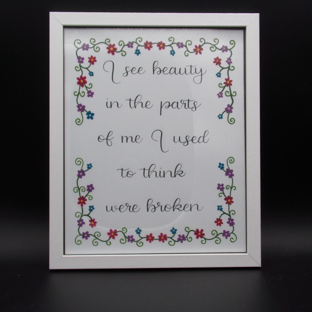 Inspirational Quote Frame, Black Ink, Jewel-toned Floral Border, 8x10 ...