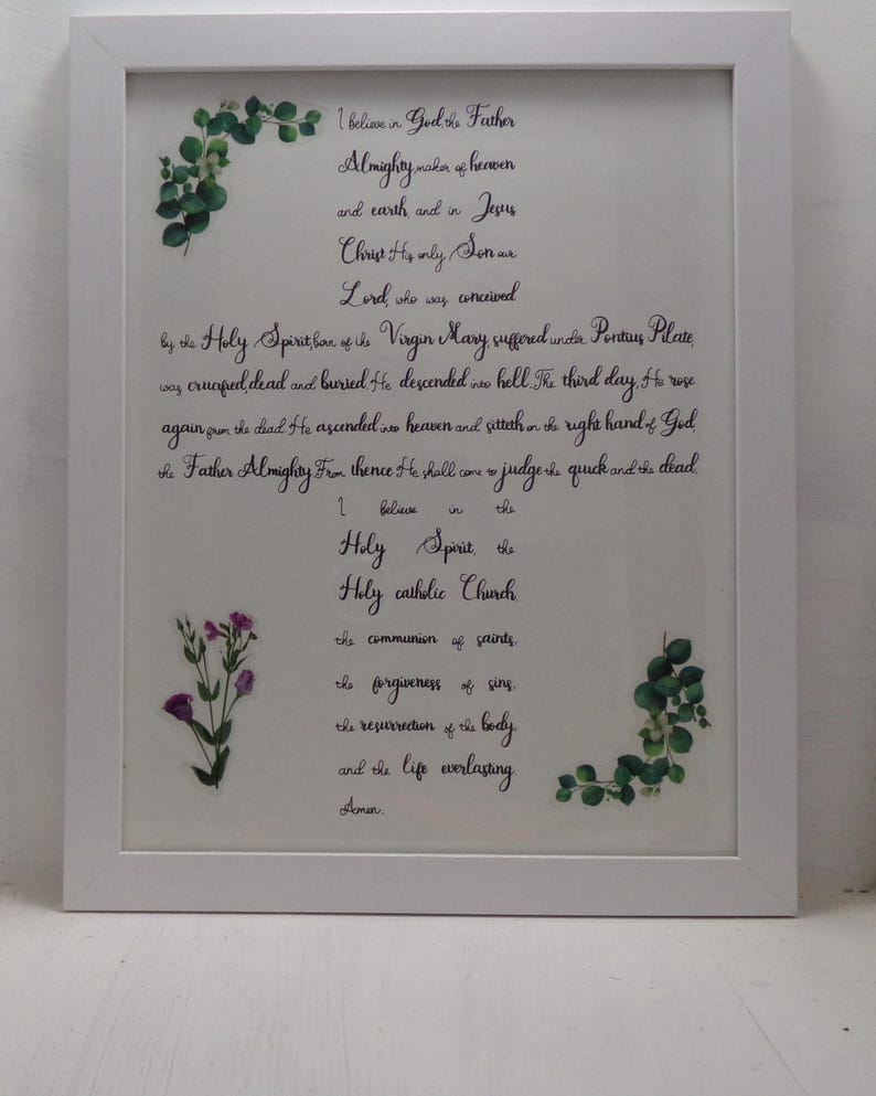 Hand Lettered White Frame Apostles Creed in Black - Etsy