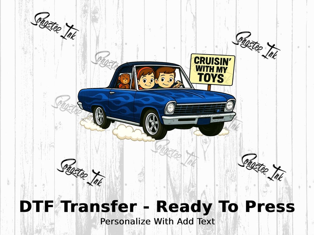 Cartoon Car DTF Transfer: Customizable Kids Design, Ready to Press - Etsy