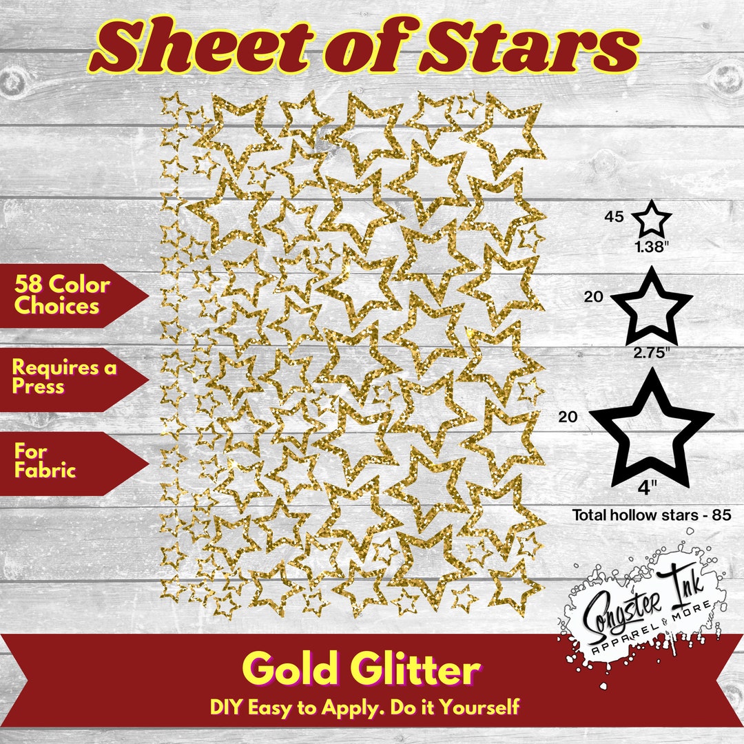 Glitter Star HTV Applique: 85 Hollow Stars, DIY Project - Etsy