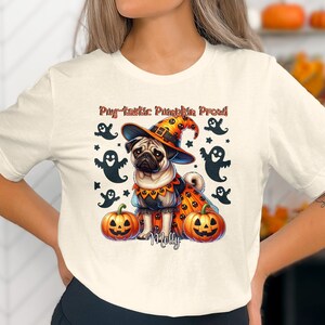 Personalized Halloween Pug T-shirt or Sweatshirt, Spooky Ghosts and ...