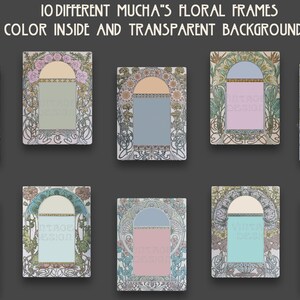 Mucha 70 Art Nouveau Floral Frames, Alphonse Mucha Frames, Mucha ...