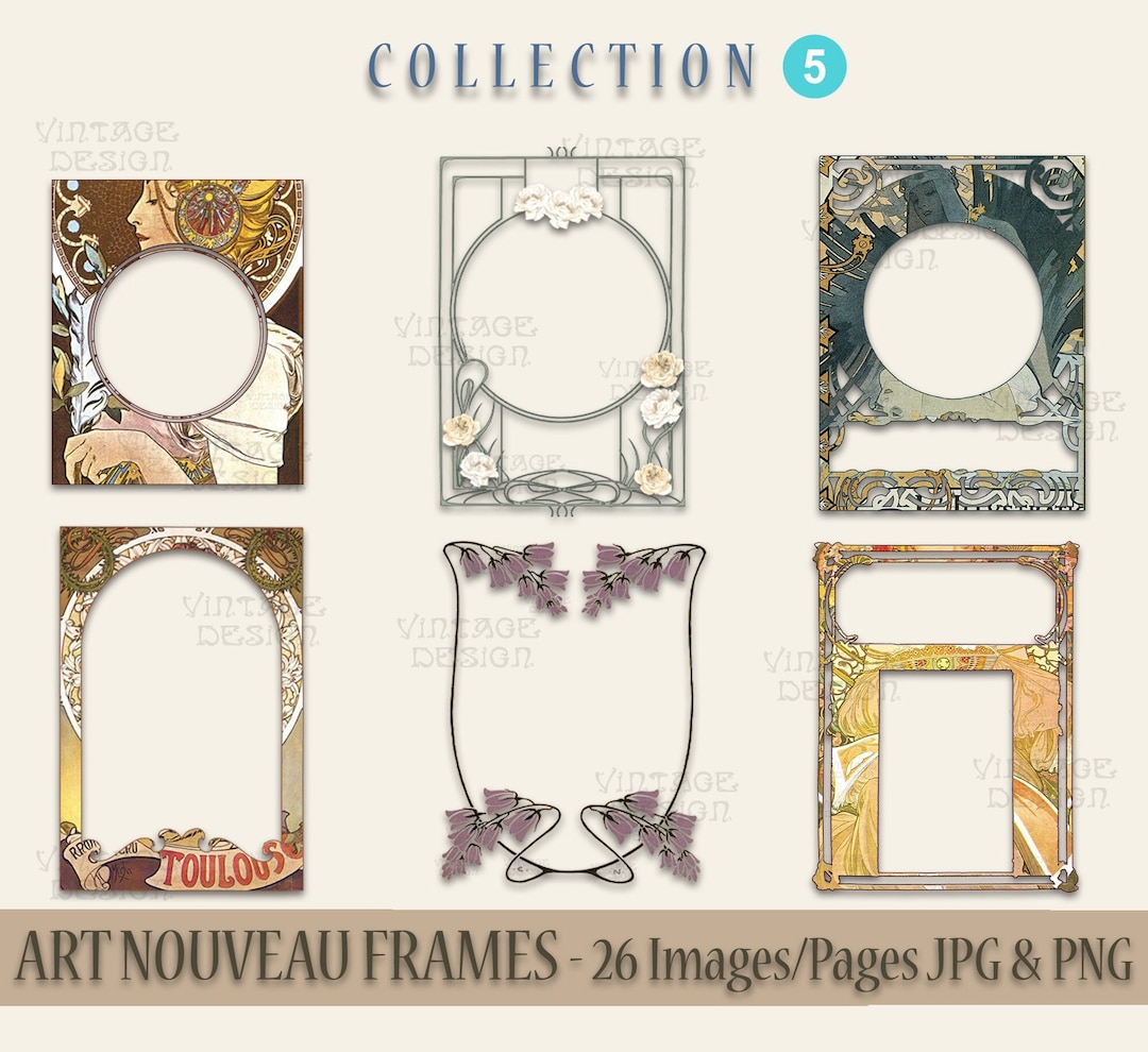 26 Art Nouveau Frames Vintage Frames Set Art Nouveau - Etsy