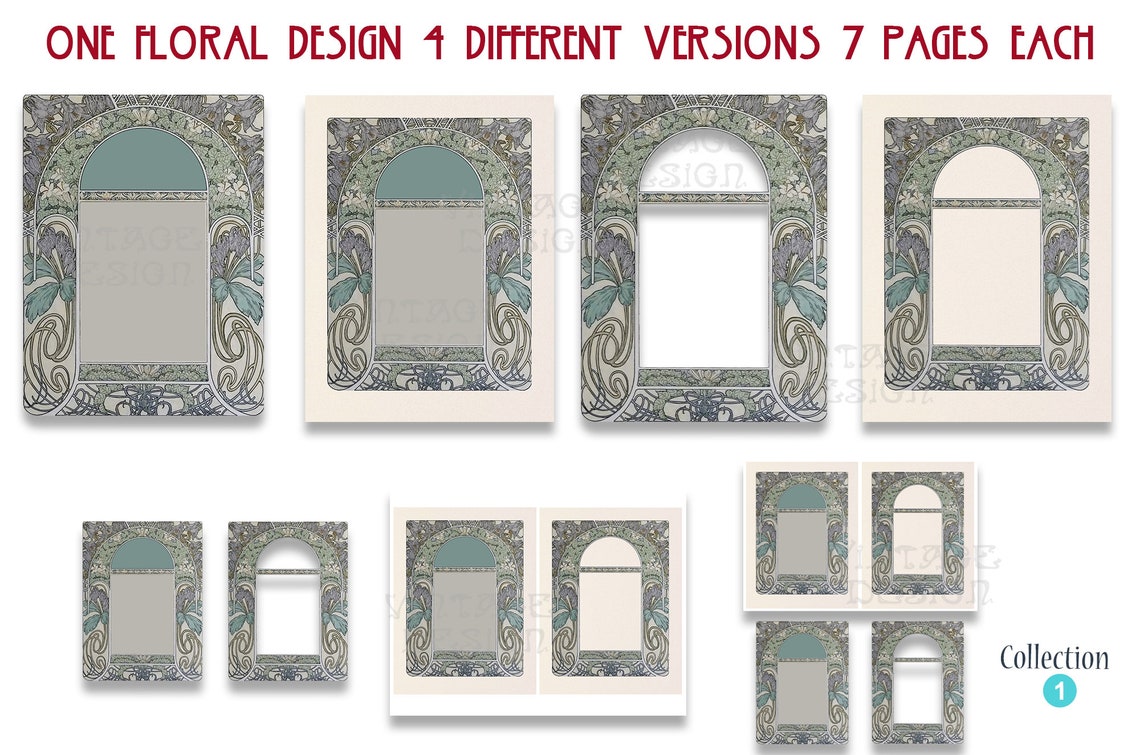 Mucha 70 Art Nouveau Floral Frames 10 Alphonse Mucha Frames - Etsy