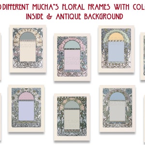Mucha 70 Art Nouveau Floral Frames, 10 Alphonse Mucha Frames, Mucha ...