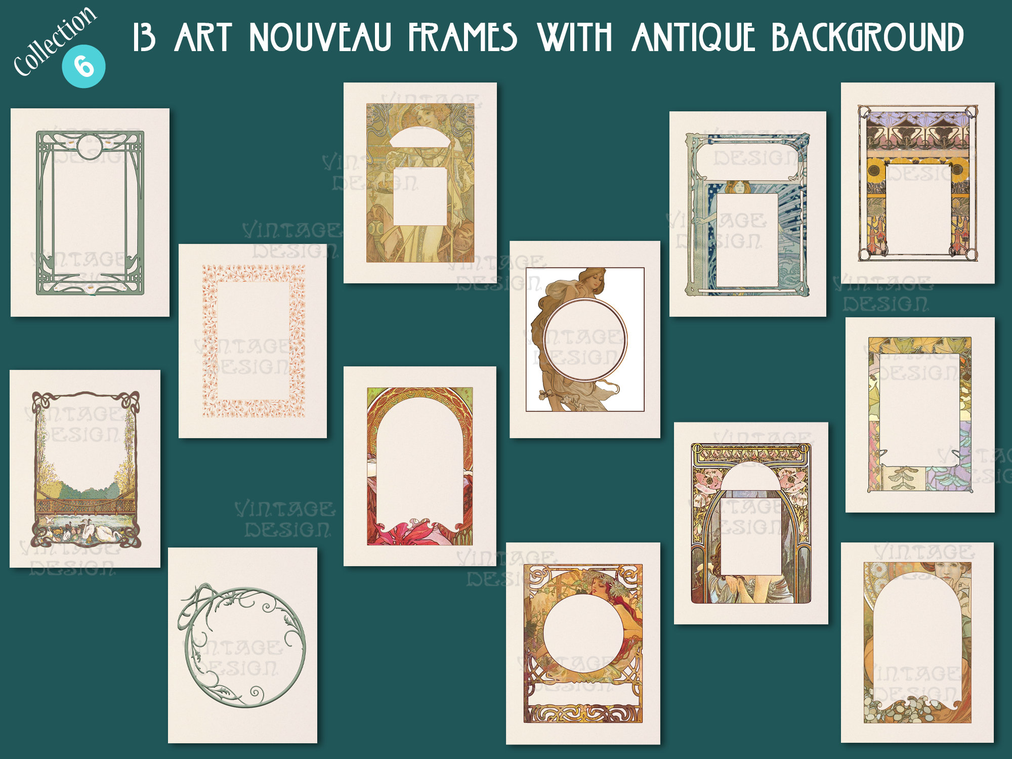 26 Art Nouveau Frames Vintage Frames Set Art Nouveau - Etsy