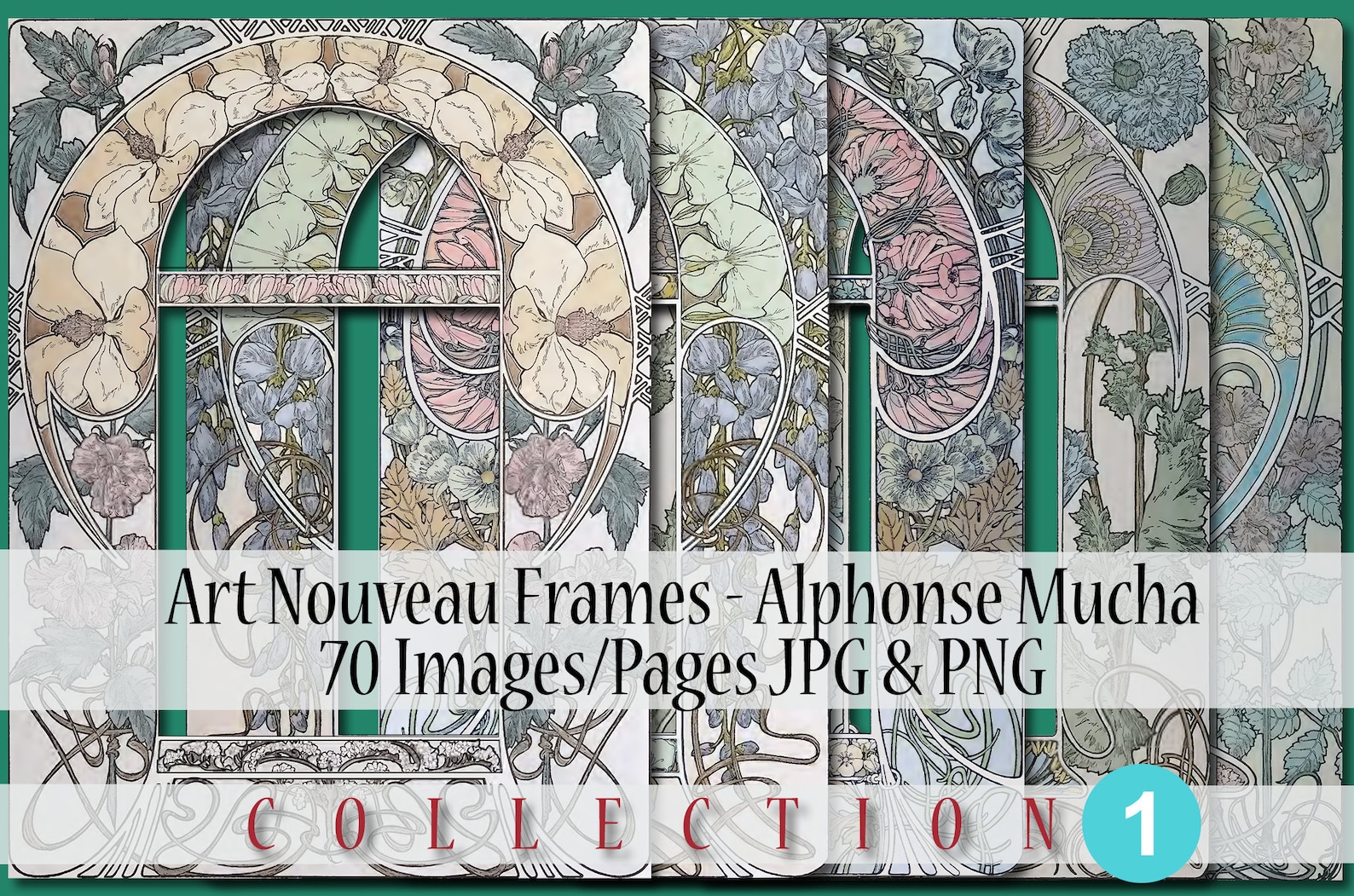 Mucha 70 Art Nouveau Floral Frames 10 Alphonse Mucha Frames - Etsy