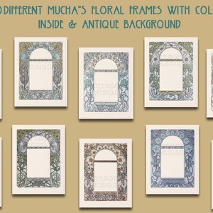 Mucha 70 Art Nouveau Floral Frames, 10 Alphonse Mucha Frames, Mucha ...