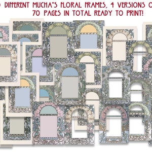 Mucha 70 Art Nouveau Floral Frames, 10 Alphonse Mucha Frames, Mucha ...