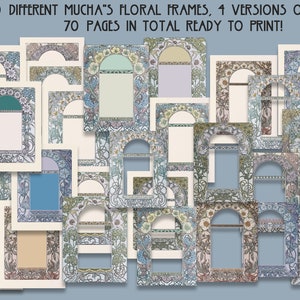 Mucha 70 Art Nouveau Floral Frames, 10 Alphonse Mucha Frames, Mucha ...