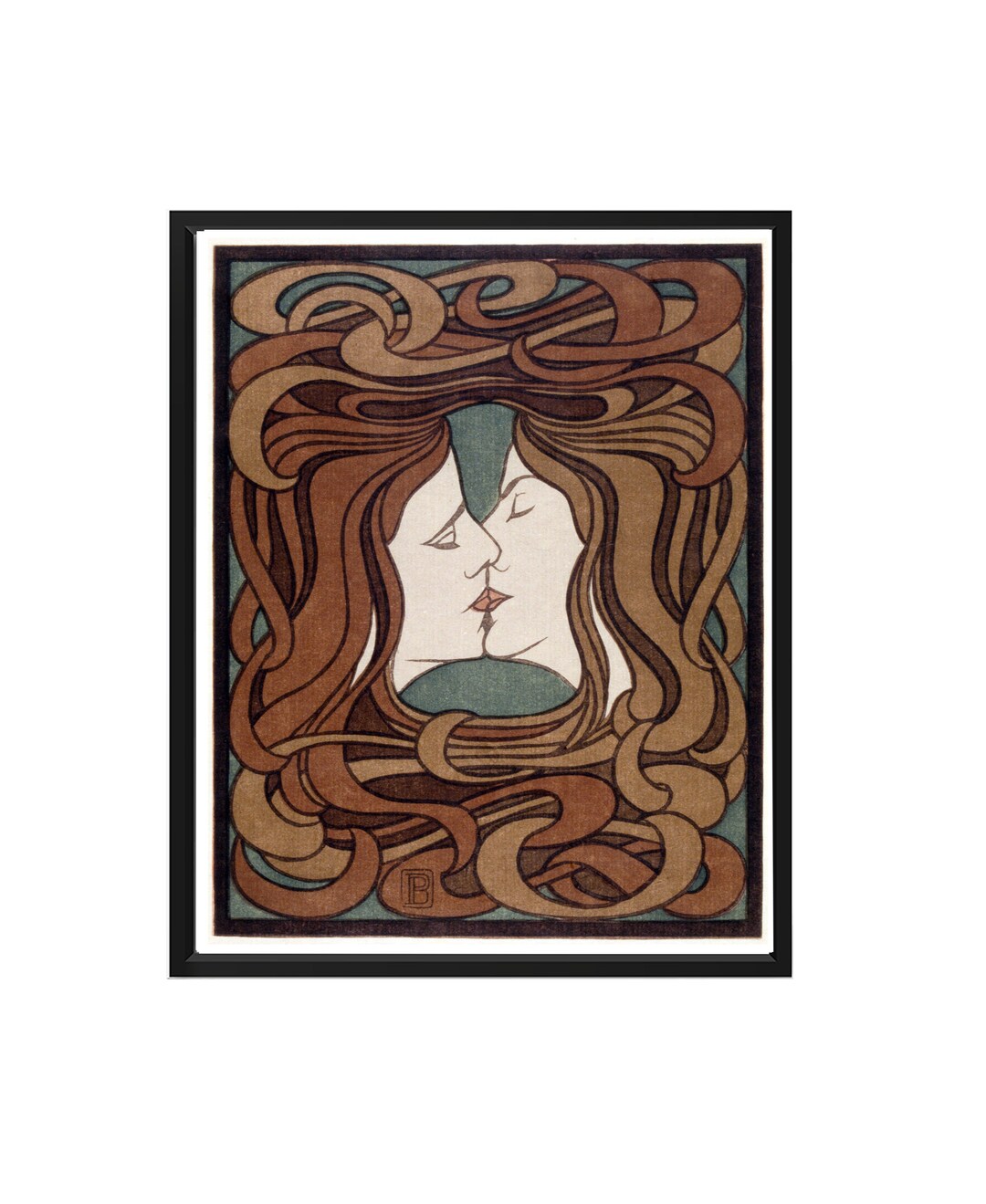 The Kiss by Peter Behrens, Art Nouveau Illustration, Art Nouveau Style ...