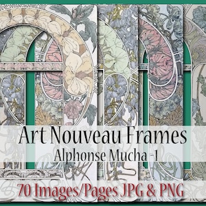 Mucha 70 Art Nouveau Floral Frames, 10 Alphonse Mucha Frames, Mucha ...