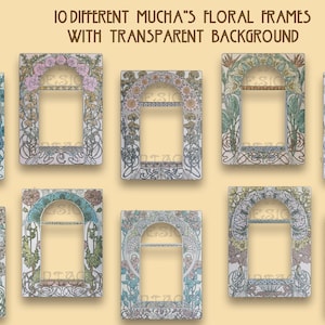 Mucha 70 Art Nouveau Floral Frames, Alphonse Mucha Frames, Mucha ...