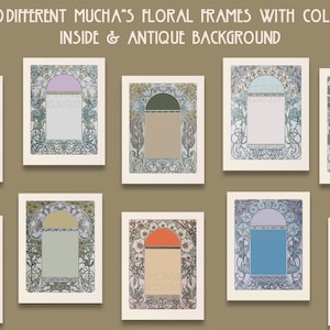 Mucha 70 Art Nouveau Floral Frames, 10 Alphonse Mucha Frames, Mucha ...