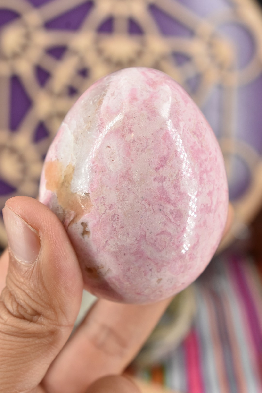 Peruvian Polished Rhodonite Egg - Etsy