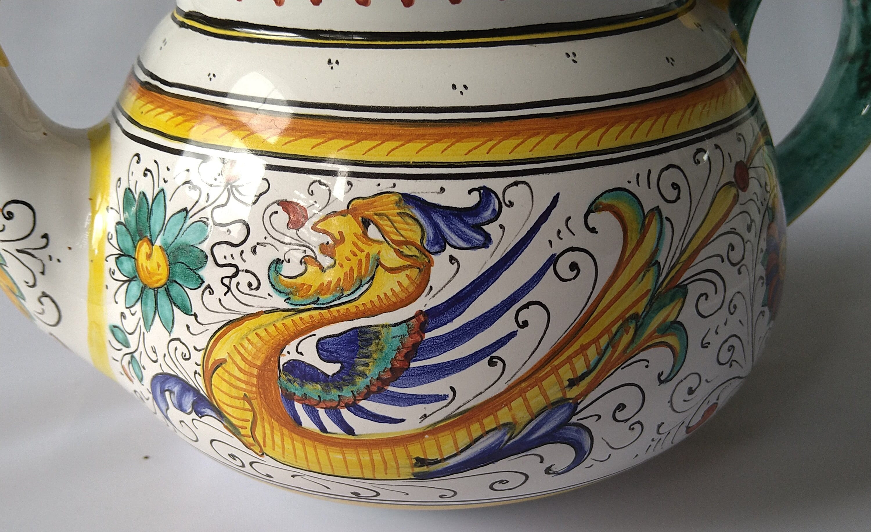 Deruta Teapot Decorated in Raffaellesco Pattern Artistic Ceramic Hand ...