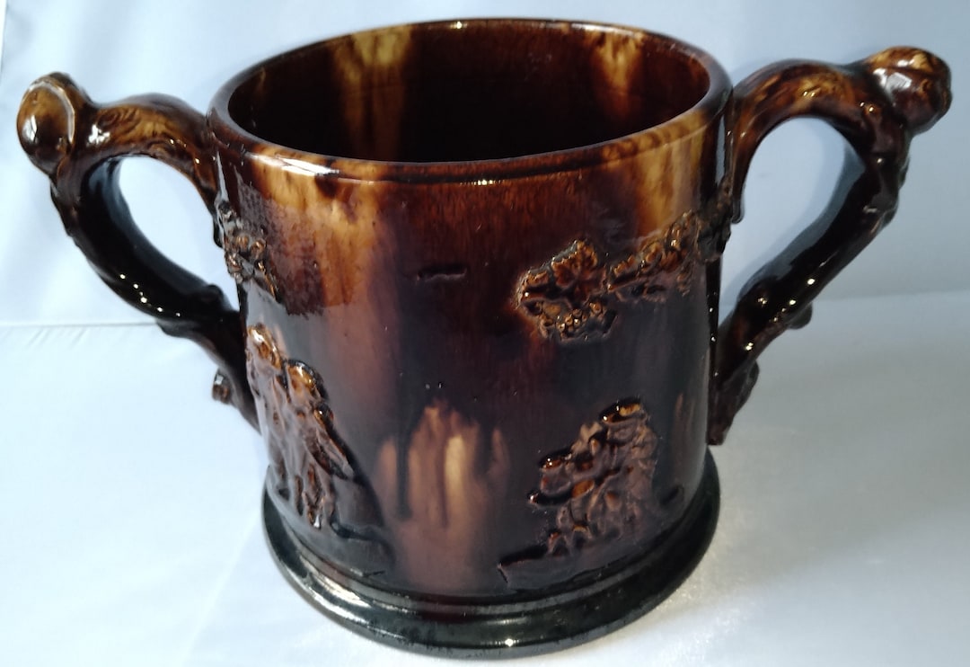 Staffordshire Treacle Glaze Tyg Mug Rockingham, Antique Two Frog ...