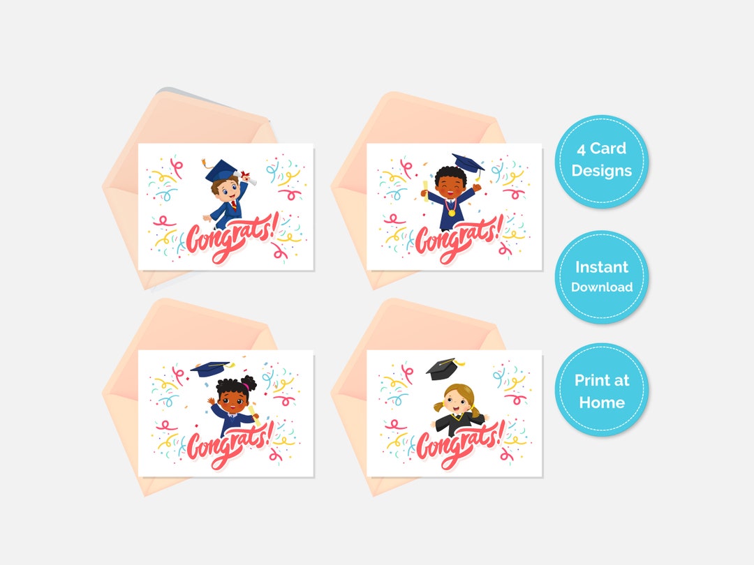 Pre K - Preschool - Kindergarten - 1st Grade Graduation Card | Congrats ...