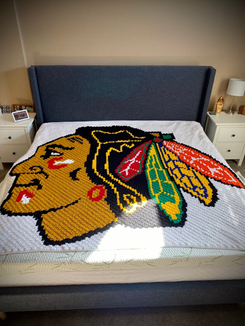 Chicago Blackhawks Crochet Blanket Pattern (king Sized) - Etsy
