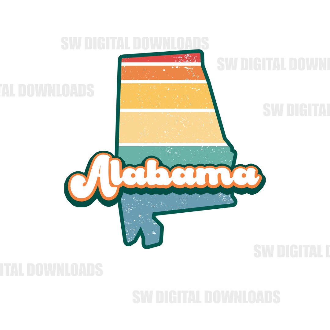 Retro Alabama State PNG, Alabama Clip Art, Retro PNG, Sublimation ...