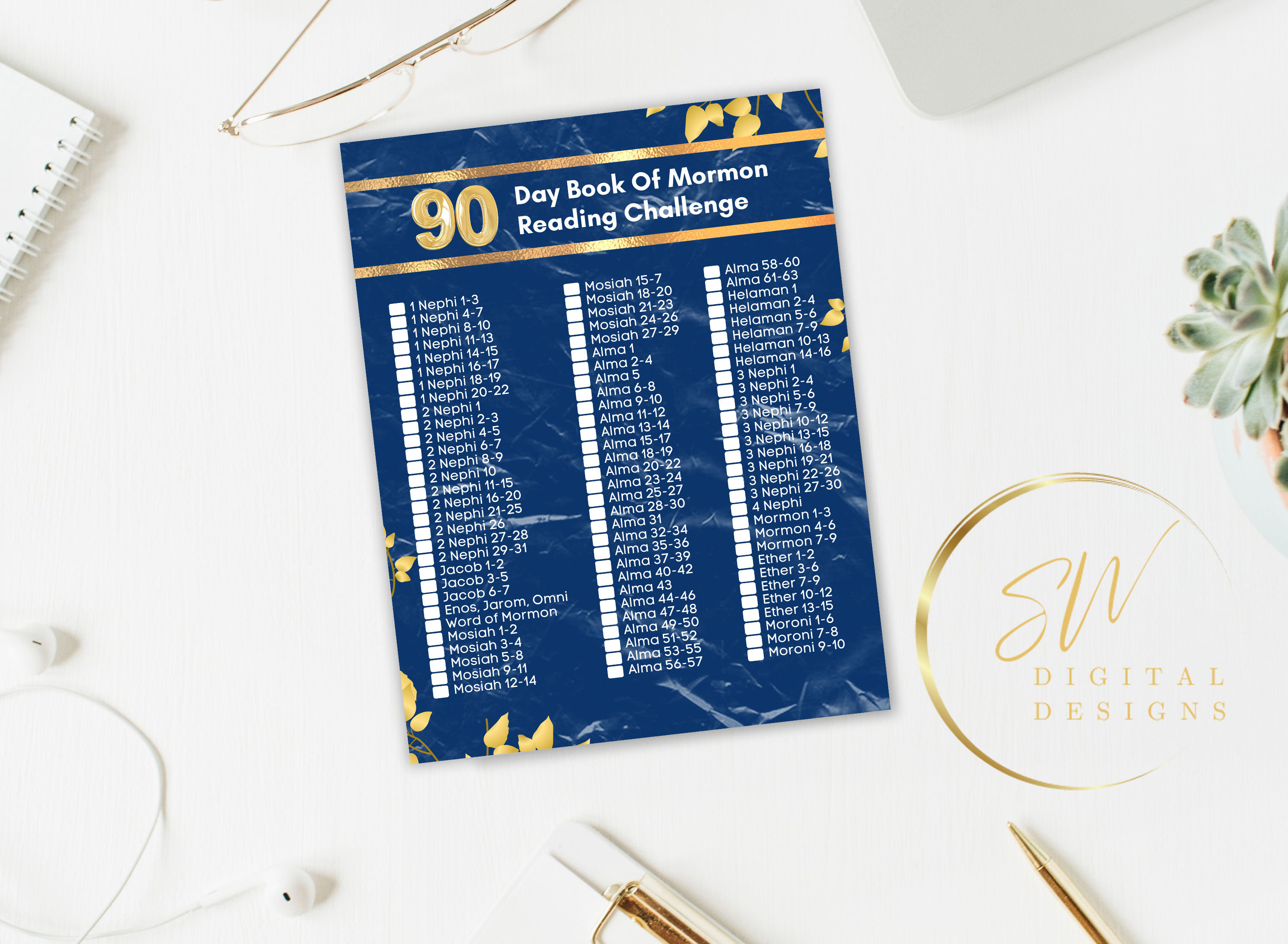 90 Day Book of Mormon Reading Chart, BOM Challenge, LDS Printout - Etsy