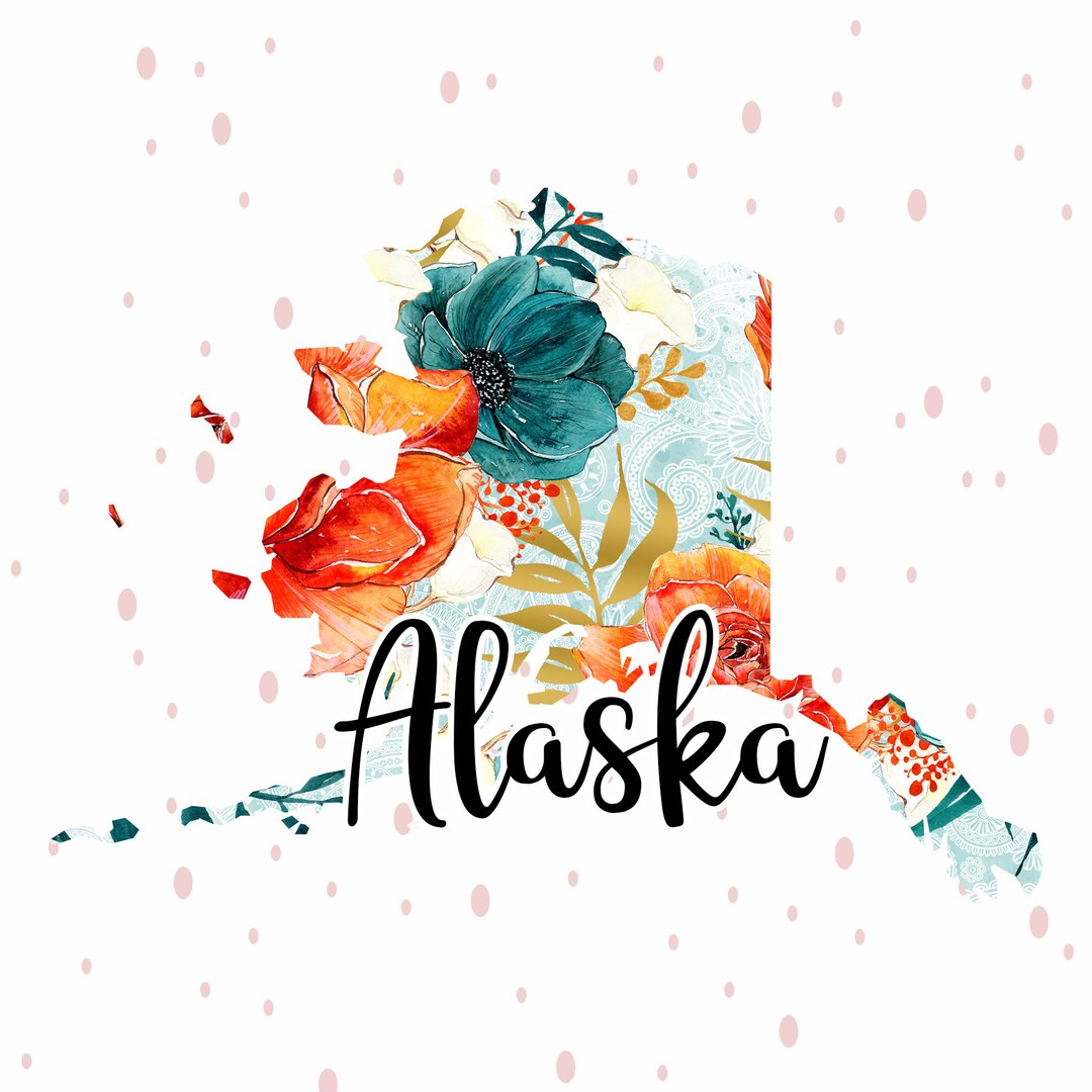 Alaska State Floral PNG, Alaska Clip Art, Floral PNG, Sublimation ...