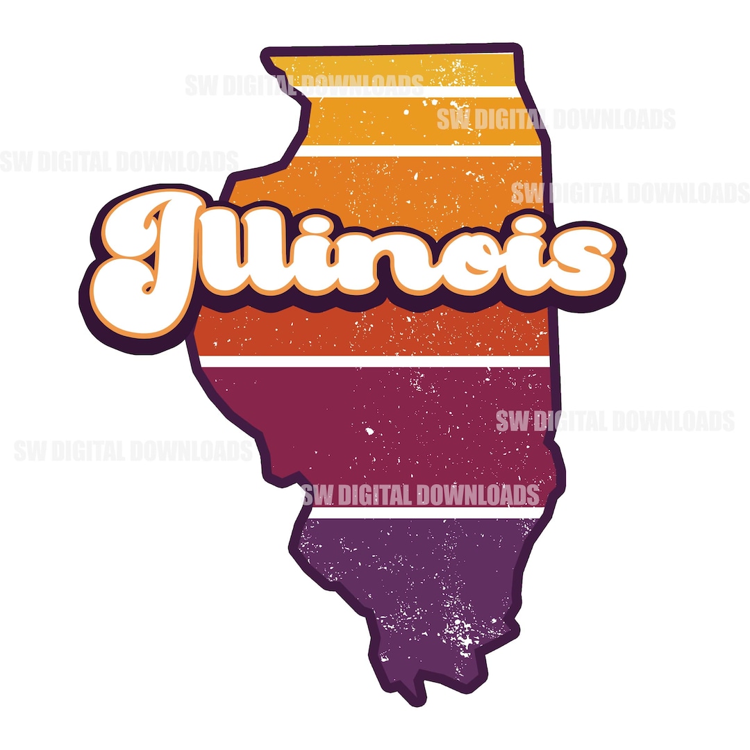 Retro Illinois State PNG, Illinois Clip Art, Retro PNG, Sublimation ...