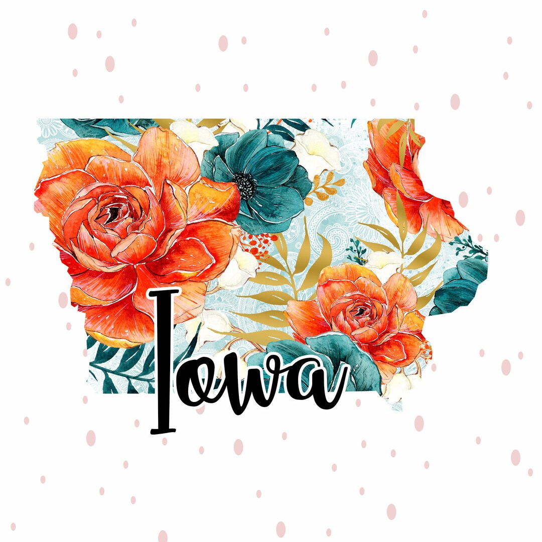 Iowa State Floral PNG, Iowa Clip Art, Floral PNG, Sublimation Clipart ...