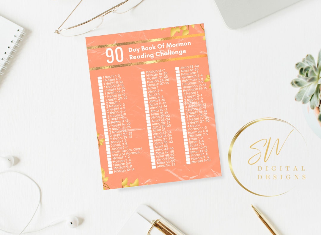 90 Day Book of Mormon Reading Chart, BOM Challenge, LDS Printout - Etsy