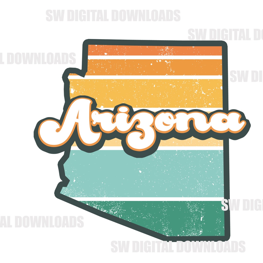 Retro Arizona State PNG, Arizona Clip Art,retro PNG, Sublimation ...
