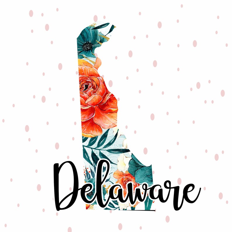 Delaware State Floral PNG, Delaware Clip Art, Floral PNG, Sublimation ...