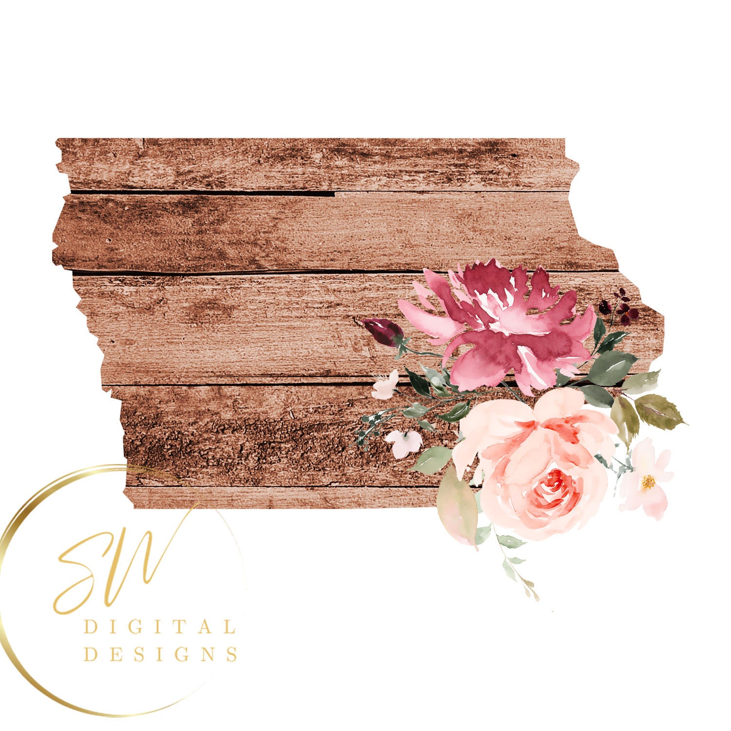 Iowa State Floral PNG, Iowa Clip Art, Floral PNG, Sublimation Clipart ...