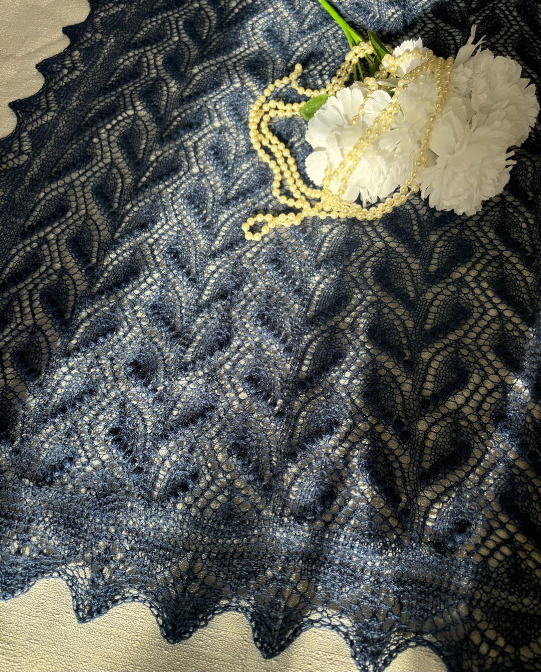 Knitted Estonian Lace/ Haapsalu Shawl "spring Night “, Navy Blue - Etsy