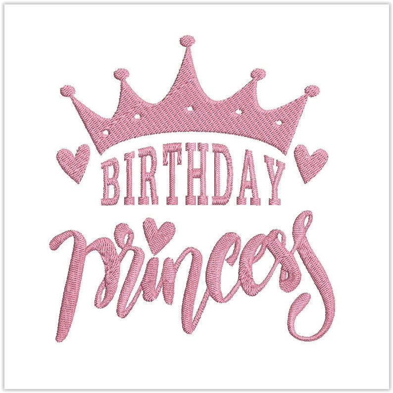 Birthday Princess/embroidery Pattern/machine Embroidery/digital Pattern ...