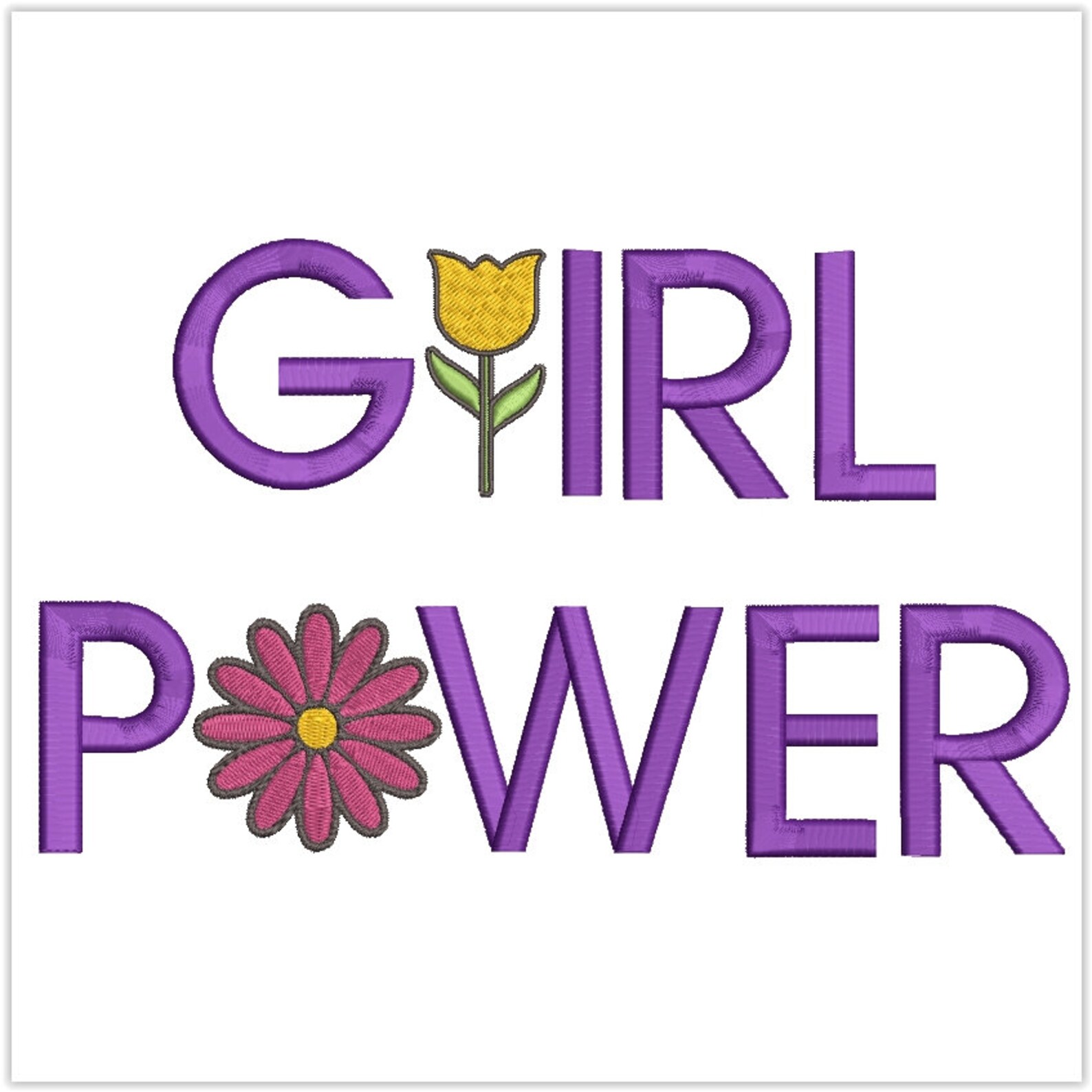 Girl Power design Floral embroidery Machine embroidery | Etsy