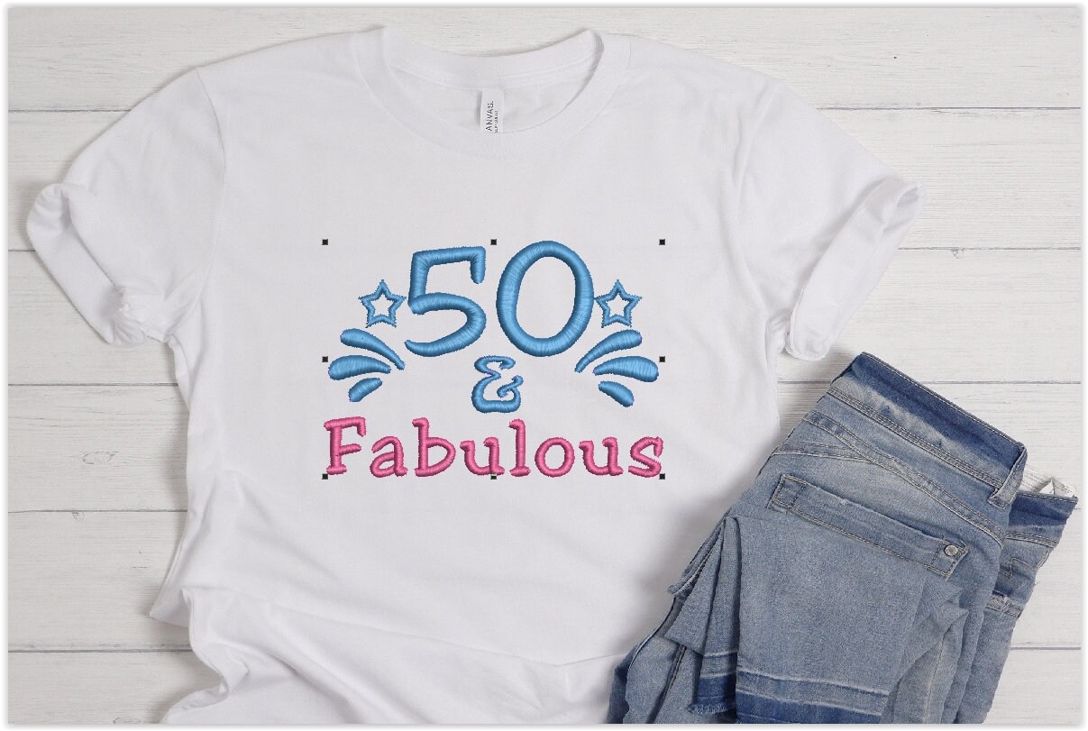 50 & Fabulous Embroidery Design, 50th Birthday (digital Download) - Etsy