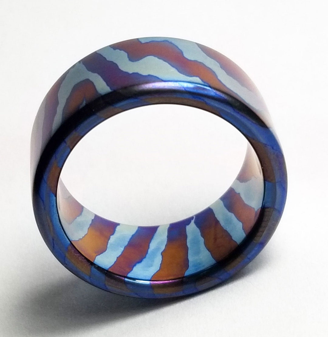 Earthquake Timascus Titanium Ring, Wedding Band, Engagement Ring, Gift ...