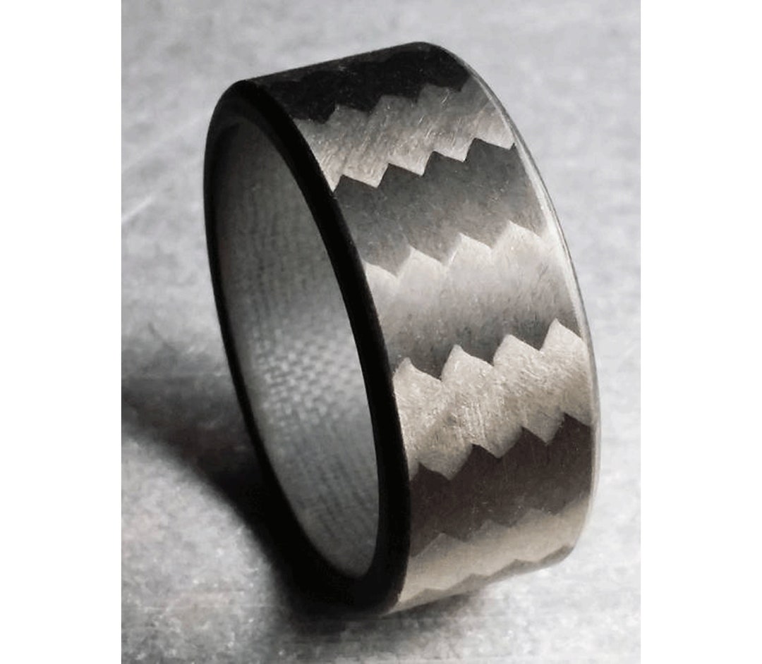 Triple 4 Carbon Fiber Ring, Wedding Band, Engagement Ring, Gift for Him ...