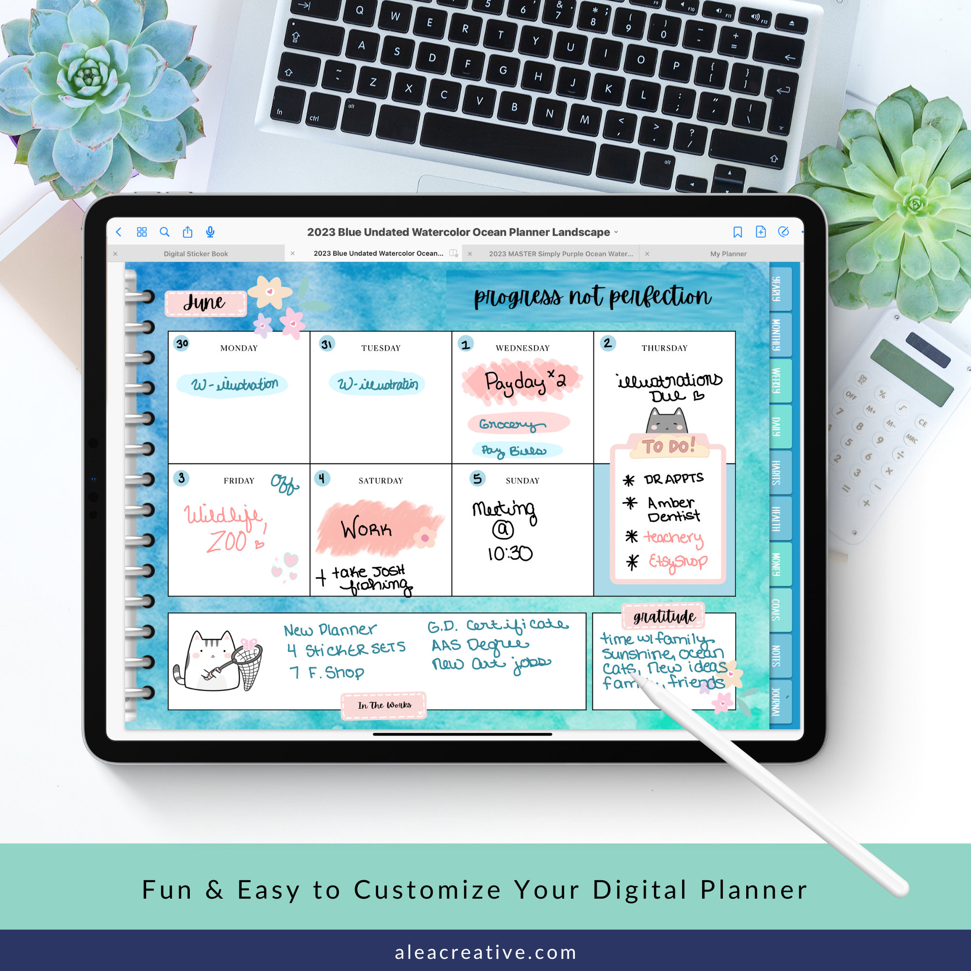 Cute Spring Cat Digital Stickers for Digital Journaling, Planning, and ...