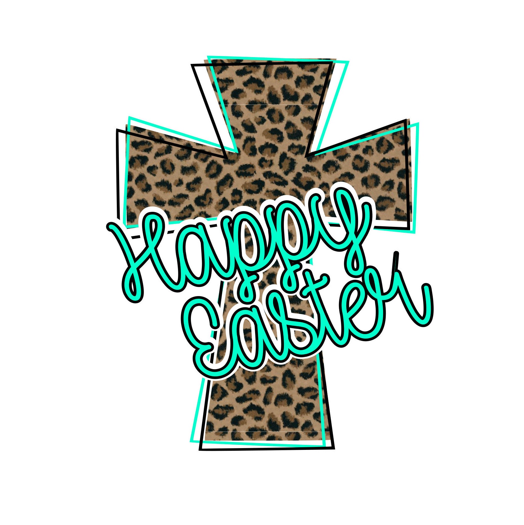 Happy Easter Cheetah Print Cross SVG and PNG for Sublimation and ...