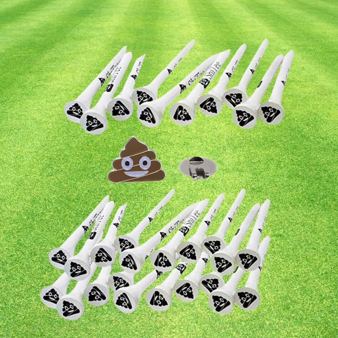 Poop Emoji Golf Tee Set: 50 Shitees & Ball Marker - Etsy