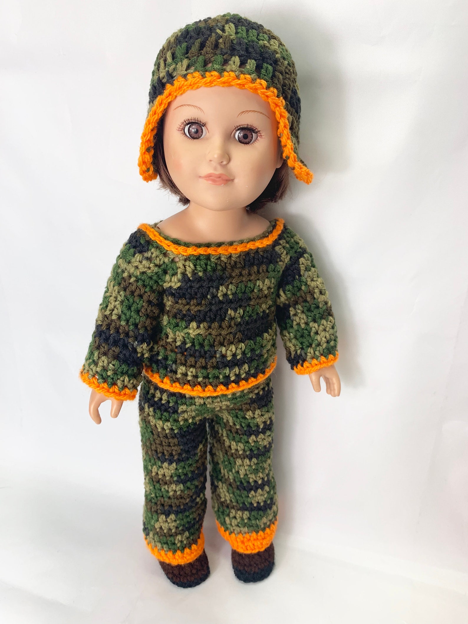 Hunting Camo Crochet Pattern, 18" Doll Clothes, Crochet Doll Boots ...