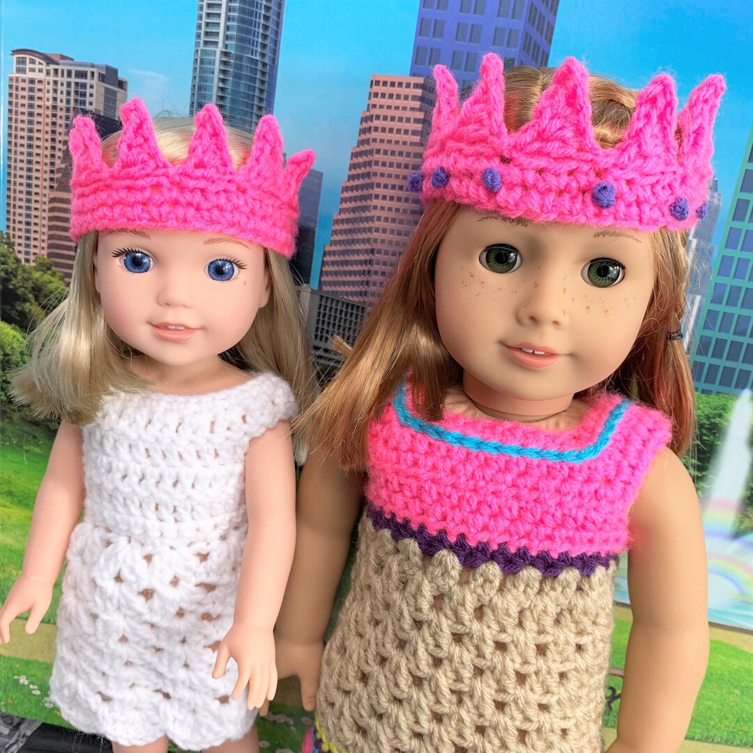 18" Doll Princess Crown Crochet PDF Pattern, 14.5" Doll Princess Crown ...