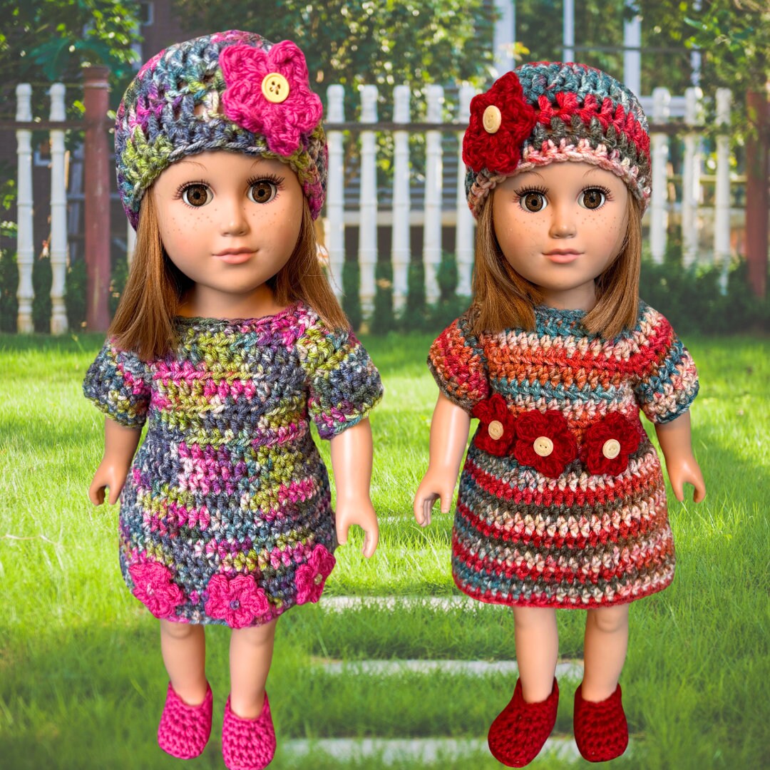 18" Doll Cute Dress, 18" Doll Crochet PDF Pattern, Doll Shoes Pattern ...