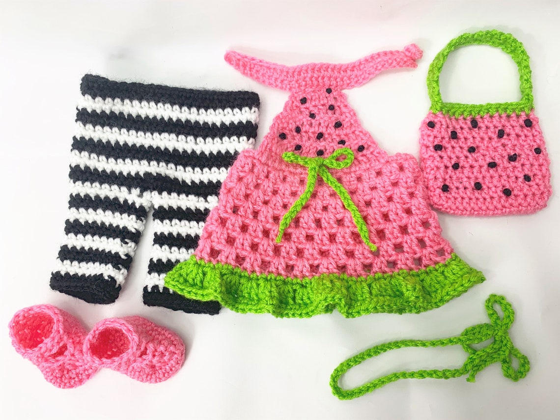 18 Doll Watermelon Dress Crochet Pattern Doll Clothes Etsy