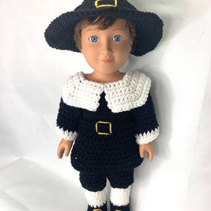 18" Doll Pilgrim Crochet Pattern, Thanksgiving Crochet 18" Doll Clothes ...