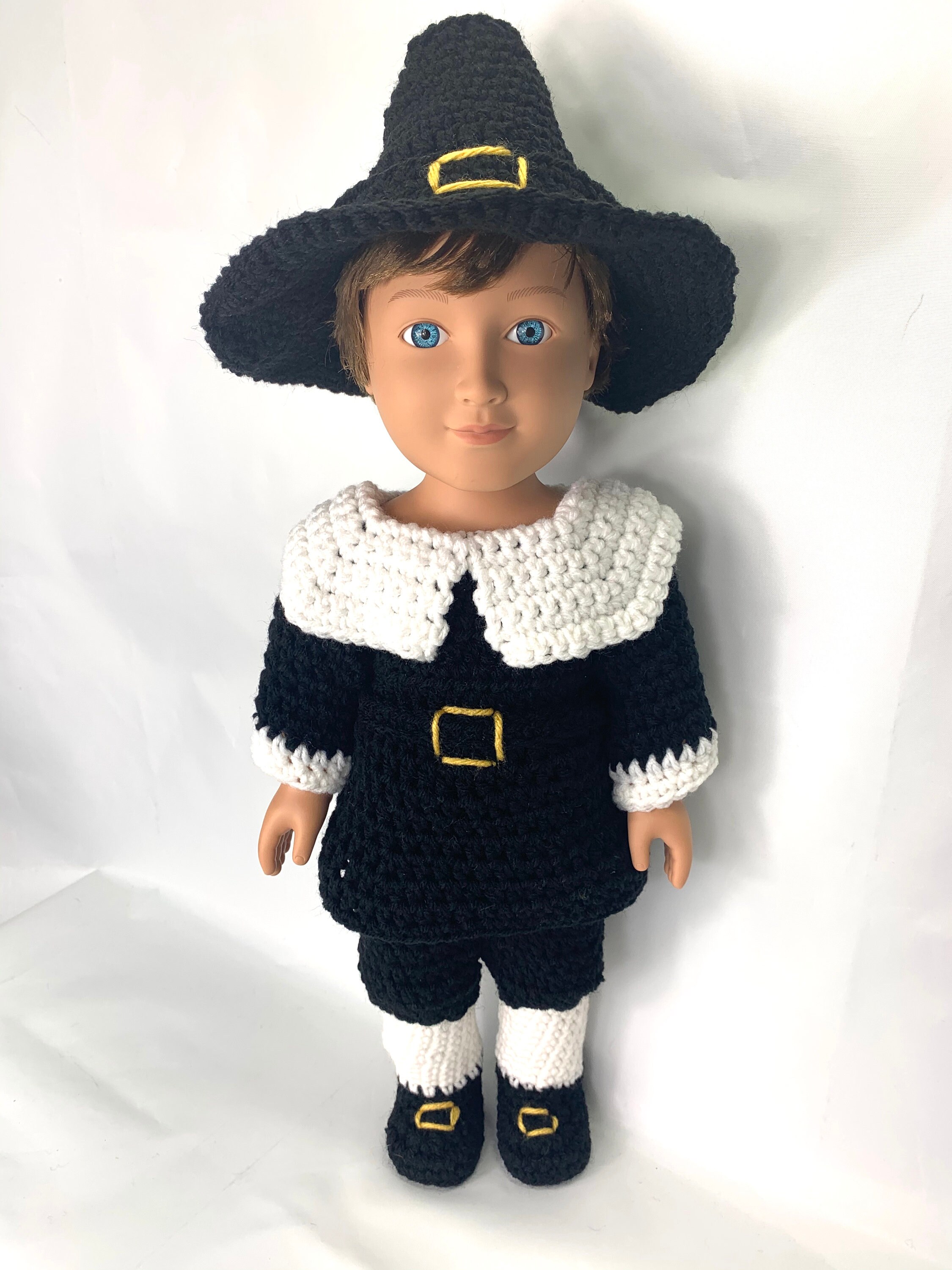 18" Doll Pilgrim Crochet Pattern, Thanksgiving Crochet 18" Doll Clothes ...