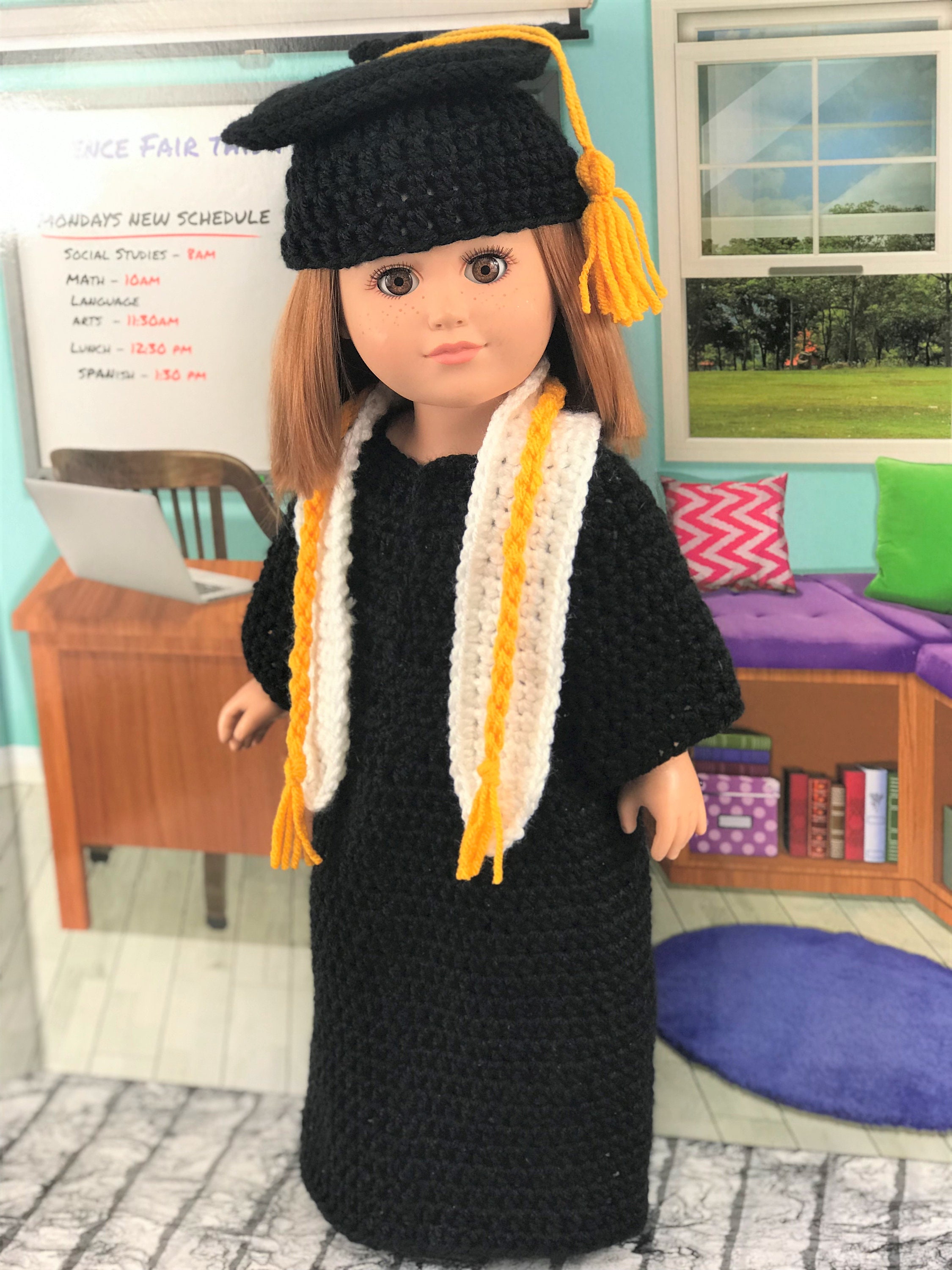 18 Doll Graduation Crochet PDF pattern Doll cap with | Etsy