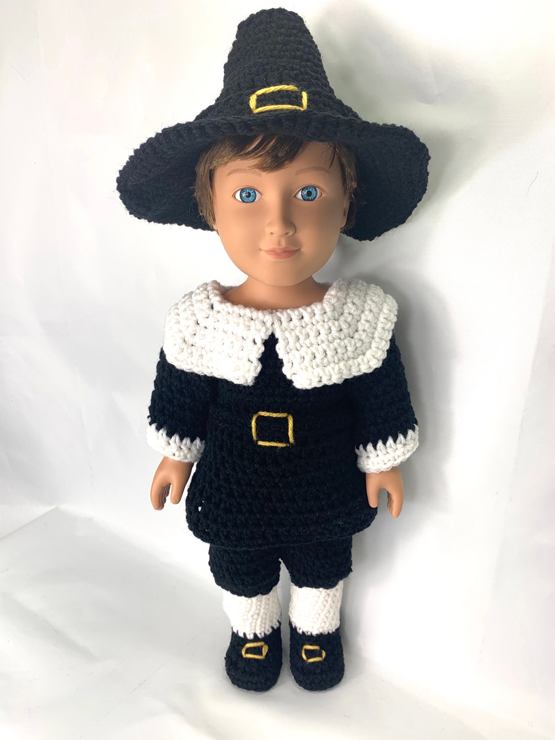 18" Doll Pilgrim Boy Crochet Pattern, Thanksgiving Crochet 18" Doll ...